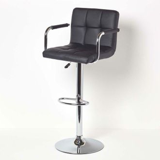 Homescapes Homescapes - Bramley Tabouret de bar Noir avec accoudoirs