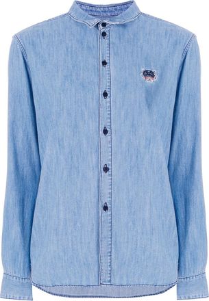 Kenzo chemise en jean &agrave; patch logo - Bleu