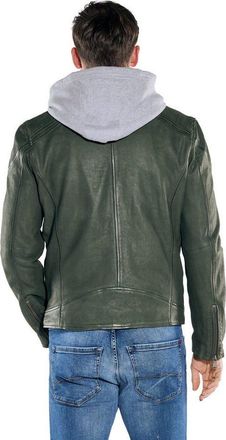 Engbers Lederjacke Herren Lederjacke mit heraustrennbarem Inlet, Gruen