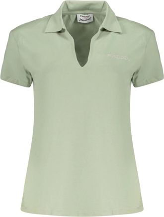 Freddy Femme, Tops, Vert, Taille: 40 FR T-shirt &agrave; col en V &agrave; manches courtes
