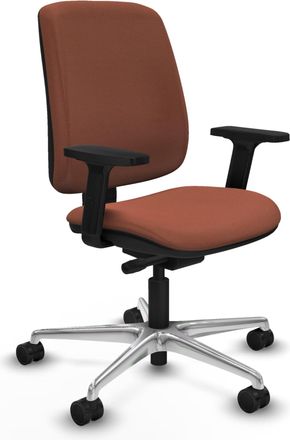 Piqueras y Crespo Alares Arbeitsbankstuhl mit 2D-Armlehnen, ausgestattet mit Syncro/Traslack und injiziertem Schaum. Mit Rollen von 65 mm, Nylon. Braun