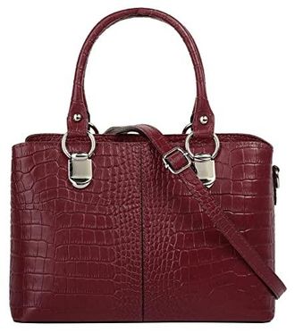 Cluty Sac &agrave; bandouli&egrave;re Damen echt Leder | Fabriqu&eacute; en Italie, sac &agrave; main aspect crocodile, sac &agrave; bandouli&egrave;re pour femme, sac &agrave; poign&eacute;e &eacute;l&eacute;gante 021374