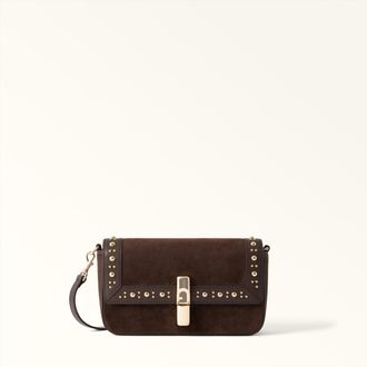 Furla Iride Umh&auml;ngetasche S Toni Cioccolato Braun Wildleder + Sidney-kalbsleder + Nieten Damen