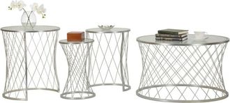 Dmora Set mit 4 Wohnzimmertischen Cabiaglio, Niedriger Wohnzimmertisch, Kaffeeregal, Couchtisch f&uuml;r Sofa, 70x70 h55 cm, Silber - Dmora