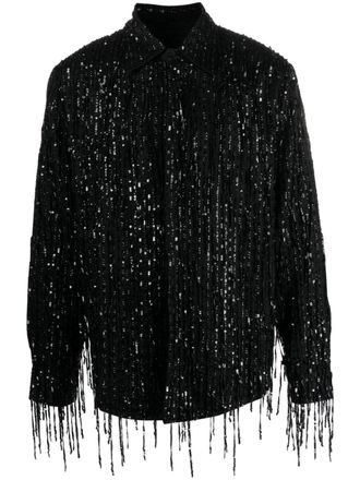 Amiri chemise &agrave; ornements de sequins - Noir