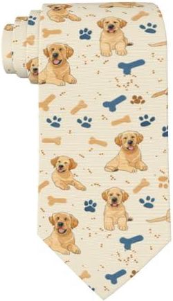Generic Chiens Dorés De Dessin Animé Cravate Homme Décontractée Cravate Polyvalente Cravatte Pour Accessoires Célébrations Formelle