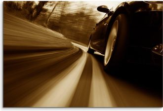 Paul Sinus Art 100x70cm Bild Sepia Front Auto in Kurve