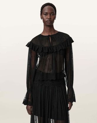 AllSaints Trixie - Top en dentelle - Noir de jais