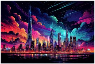 Wallario K&uuml;chenr&uuml;ckwand aus Glas 90 x 60 cm, Motiv: Skyline im Abendlicht | Spritzschutz abwischbar & pflegeleicht