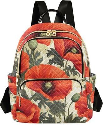 Mnsruu Mini sac à dos pour femme, motif coquelicots rouges, petits sacs à dos tendance pour femmes, sac à dos décontracté, Multi626, S