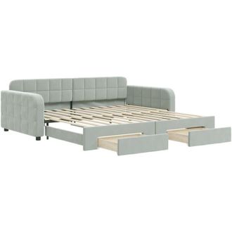 vidaXL Tagesbett Ausziehbar mit Schubladen Hellgrau 100x200 cm Samt vidaXL