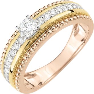 Edenly Solitärring - Fleur de Sel - Zwei Ringe - Tricolor - 0.378 Karat - 18 Karat