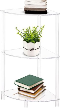 Generic Ecktisch aus Acryl, Ecktisch aus transparentem Acryl | Dreieck Beistelltisch mit 3 Ebenen, dreieckiger Beistelltisch f&uuml;r Wohnzimmer, Nachttische klein