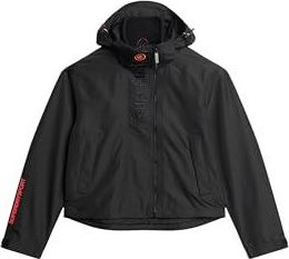 Superdry Veste coupe-vent SD pour femme avec capuche et broderie, Noir, 36