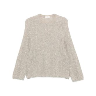 PANICALE Panicale, Femme, Pulls, Gris, Taille: 40 FR Pull en maille c&ocirc;tel&eacute;e &agrave; col rond