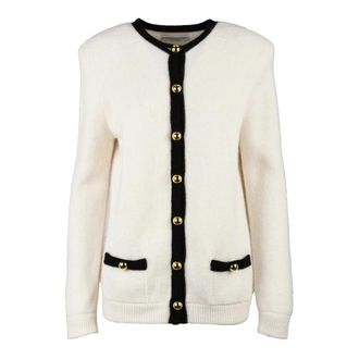 Alessandra Rich Schmuckknopf Alpaka Wolle Cardigan - - Knitwear - Damen - Wei&szlig; - XS