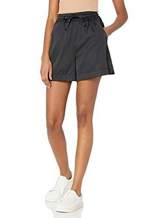 The Drop Eva Short pour Femme, Soyeux, Extensible, à Enfiler, Coupe Ample, Noir, Taille XXL