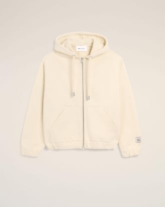 Ami Ami Paris - Hoodie blanc zipp&eacute; en coton &eacute;tiquette h&eacute;ritage Ami Paris Ivoire - Taille : XXXL - Unisex