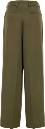 Dries Van Noten Khaki Exterior: Acetate Viscose Pantaloni Trousers