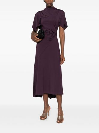 Victoria Beckham Womens Midi Coat Blousey Purple Dress