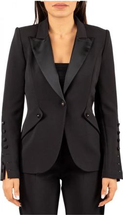 Elisabetta Franchi Femme, Vestes, Noir, Taille: 40 FR Veste en Cr&ecirc;pe L&eacute;ger