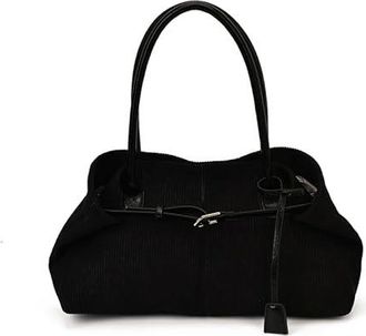 Generic Sac fourre-tout en velours c&ocirc;tel&eacute;, ceinture, sous les bras, pour femmes, au quotidien (noir)