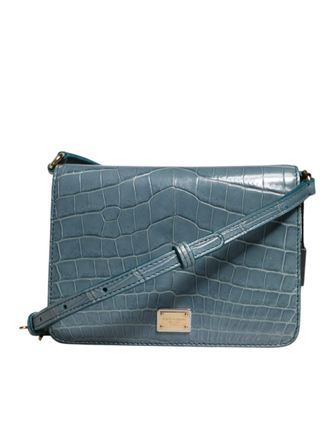 Dolce & Gabbana Womens Green Exotic Leather Dg Plaque Crossbody Mini Bag Crocodile 20lf