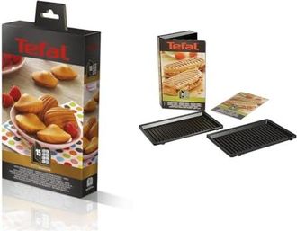 T-fal Coffret Snack Collection de 2 plaques grill-panini + livre de recettes XA800312 & XA801512 Snack Collection Mini Madeleine Accessoire pour Croque Gauf