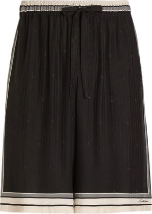 Dolce & Gabbana Homme, Shorts, Noir, Taille: S Short Bermuda en soie Vanity avec logo et imprim&eacute; ray&eacute;