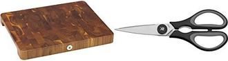 WMF Schneidebrett XL 40 x 32 x 4 cm, Holz, Akazienholz, klingenschonend & Touch K&uuml;chenschere 21 cm, Haushaltsschere mit S&auml;geschliff, Schere K&uuml;che, Cromarg