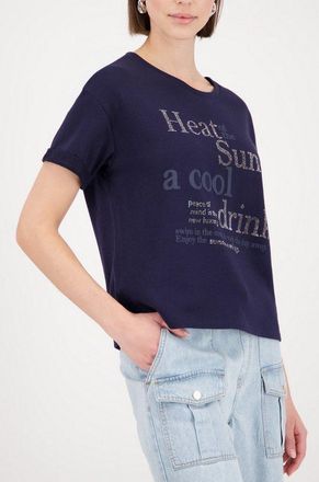 Monari Sweatshirt Sweatshirt tonige Schrift Rundhalsausschnitt, bequeme Passform, Schmuck-Details