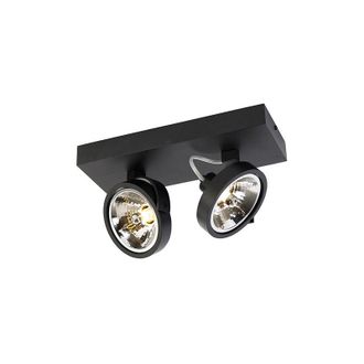 QAZQA go - Spot plafond, plafonnier - 2 lumi&egrave;re - L 30 cm - Noir - Moderne - &eacute;clairage int&eacute;rieur - Salon I Chambre I Cuisine I Salle &agrave; manger