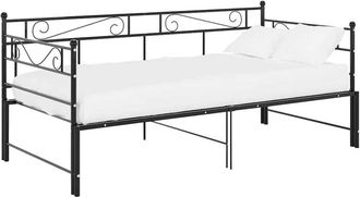 vidaXL Tagesbett Ausziehbar Schwarz Metall 90x200 cm Vidaxl
