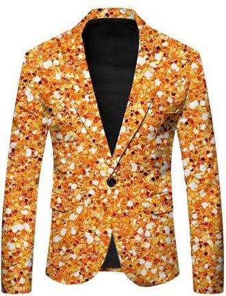 Generic Veste pour homme - Aspect paillettes - Impression &agrave; paillettes - Coupe ajust&eacute;e - Costume de f&ecirc;te disco - Pour carnaval, mariage et sc&egrave;ne (pas de v&eacute;rit