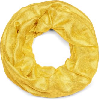 styleBREAKER Damen Loop Schal leicht und seidig mit Glitzer in Unifarben, Schlauchschal, Tuch 01016214, Farbe:Gold