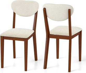Costway Lot de 2 Chaises de Salle &agrave; Manger, Chaises de Cuisine avec Pieds en Bois de Caoutchouc, Si&egrave;ge et Dossier Rembourr&eacute;s, Sans Accoudoirs, Charge 180 KG
