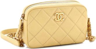 Chanel Chain Melody Camera Bag Quilted Caviar Small crossbody bag - Gelb