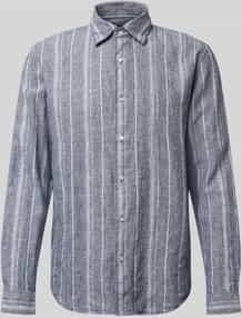 Mc Neal Regular Fit Freizeithemd aus Leinen-Baumwoll-Mix mit Kentkragen