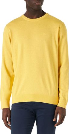 Bugatti Herren Rundhals-Pullover mit Rippbündchen aus Baumwolle