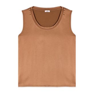 Oltre Top en satin m&eacute;lang&eacute; viscose - Femme - Tops - Brun - Taille: 36 FR