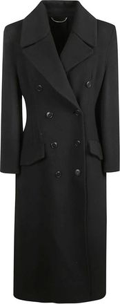 Ermanno Scervino Femme, Manteaux, Noir, Taille: 36 FR Manteau en laine crois&eacute; &agrave; larges revers