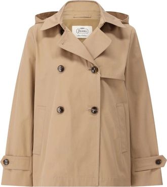 Herno Femme, Manteaux, Brun, Taille: 44 FR Trench-court en coton avec capuche