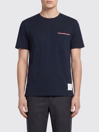 Thom Browne T-shirt en coton avec poche plaqu&eacute;e et logo 4-Bar