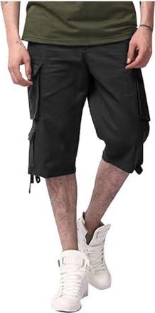 Generic Short pour homme r&eacute;tro avec poche cordon de serrage - Coupe droite - V&ecirc;tement de travail d&eacute;contract&eacute; - Pantalon de travail - Jogging, Noir, 44