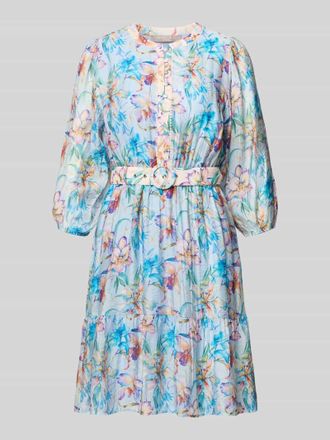 Christian Berg Knielanges Kleid im Allover-Look mit G&uuml;rtel