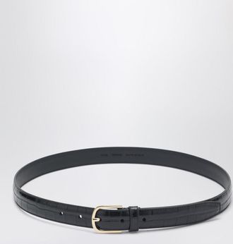 Toteme Black leather belt with croc effect