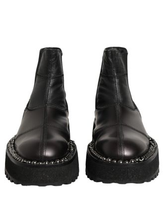 Dolce & Gabbana Mens Black Leather Slip On Chelsea Boots Shoes