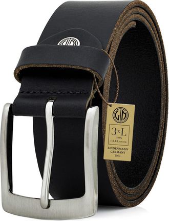 Lindenmann Leder-G&uuml;rtel Herren 40 mm breit, G&uuml;rtel Herren Vollrindleder schwarz, Gr&ouml;&szlig;e/Size:Bundweite 125 cm Gesamtl&auml;nge 140 cm W 49.2 XXXL, Farbe/Color:schwarz