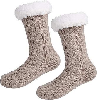 Generic Chaussettes dhiver douces doubl&eacute;es en polaire pour femme, chaussettes thermiques &eacute;paisses et pelucheuses, chaussettes dint&eacute;rieur chaudes et confortabl