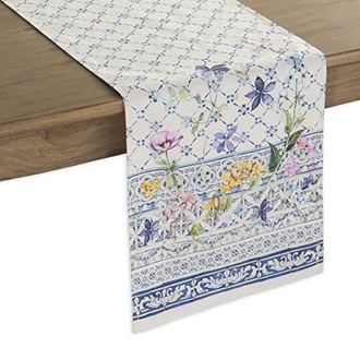 Maison d'Hermine Faience Chemin de Table 100 % Coton pour f&ecirc;tes d&icirc;ner Vacances Cuisine Printemps/&eacute;t&eacute; (50cm x 150cm)